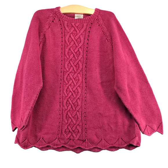 Laura Ashley | Sweaters | Laura Ashley Womens Cable Knit Sweater Red Xl ...